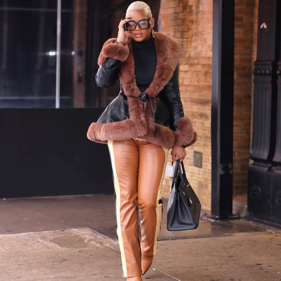 Pants & Jumpsuits | Colorblock Faux Leather Pants | Poshmark